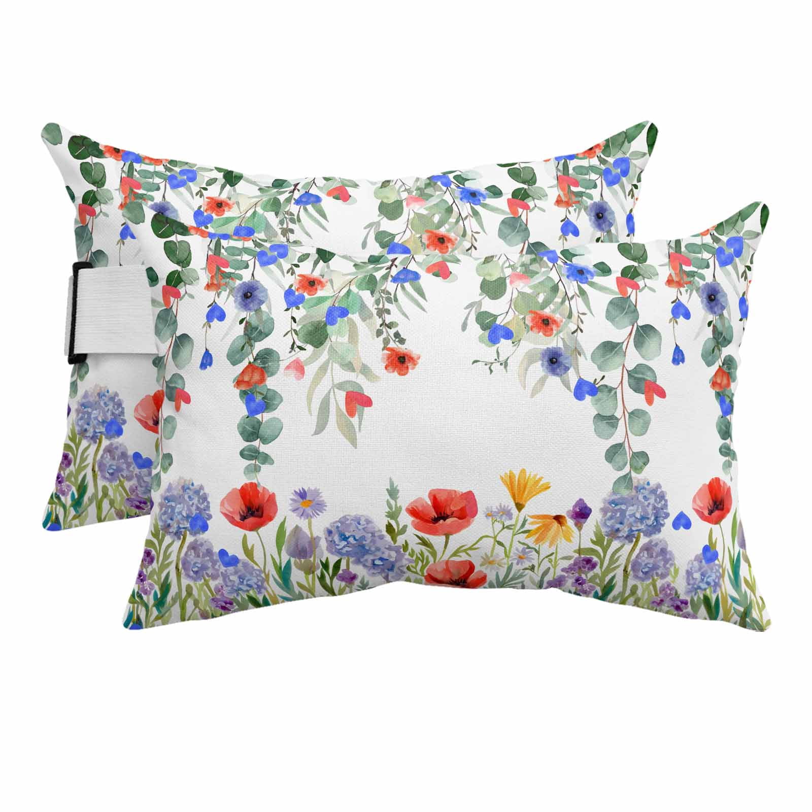 2PCS Outdoor Pillow for Chaise Lounge Chair Spring Garden Blossom ...