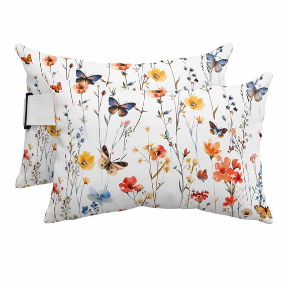 2PCS Outdoor Pillow for Chaise Lounge Chair Spring Garden Flower ...