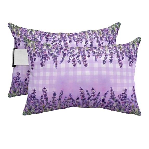 2PCS Outdoor Pillow for Chaise Lounge Chair Spring Purple Lavender ...