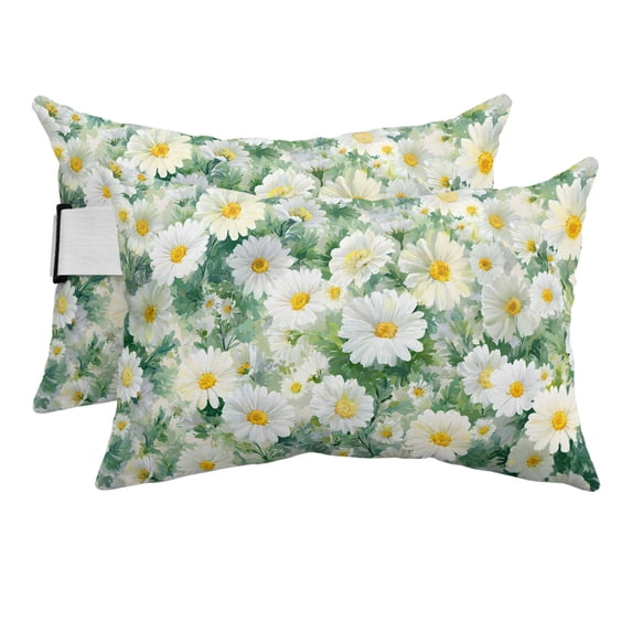 2PCS Outdoor Pillow for Chaise Lounge Chair Spring Watercolor Daisy ...