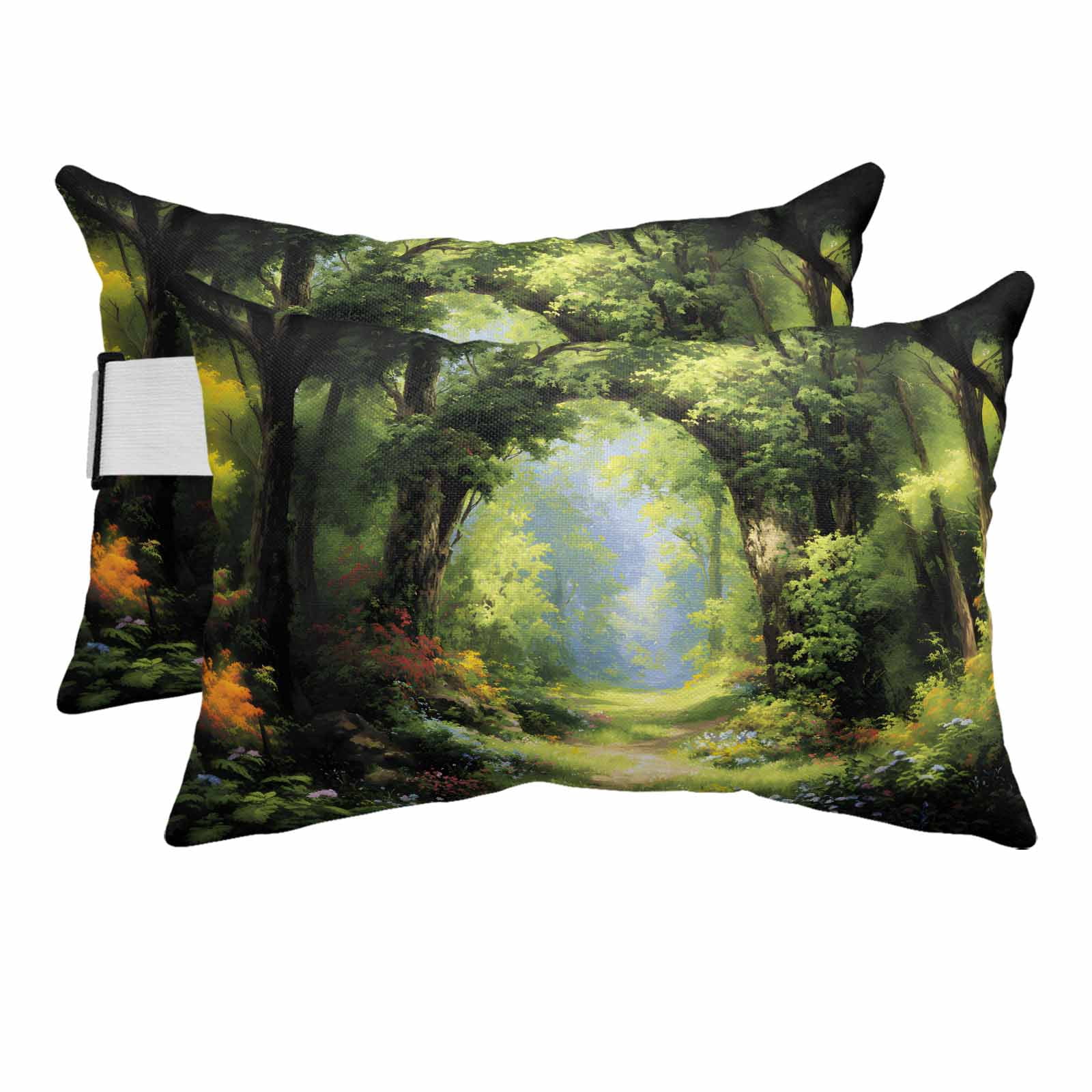 2PCS Outdoor Pillow for Chaise Lounge Chair Spring Watercolor Green ...