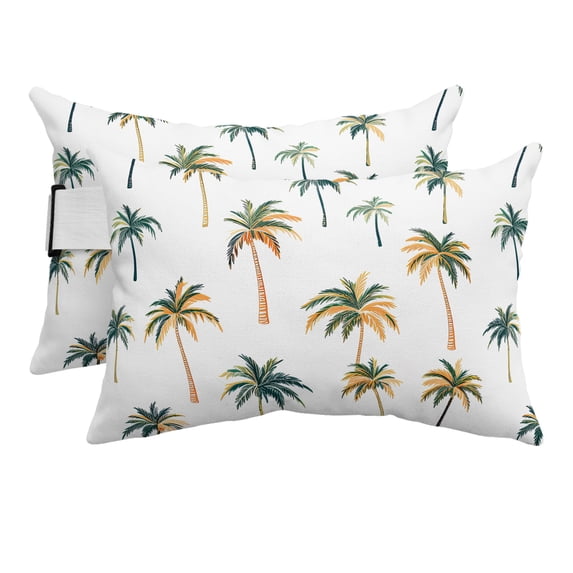 2PCS Outdoor Pillow for Chaise Lounge Chair Summer Green Palm Trees on ...