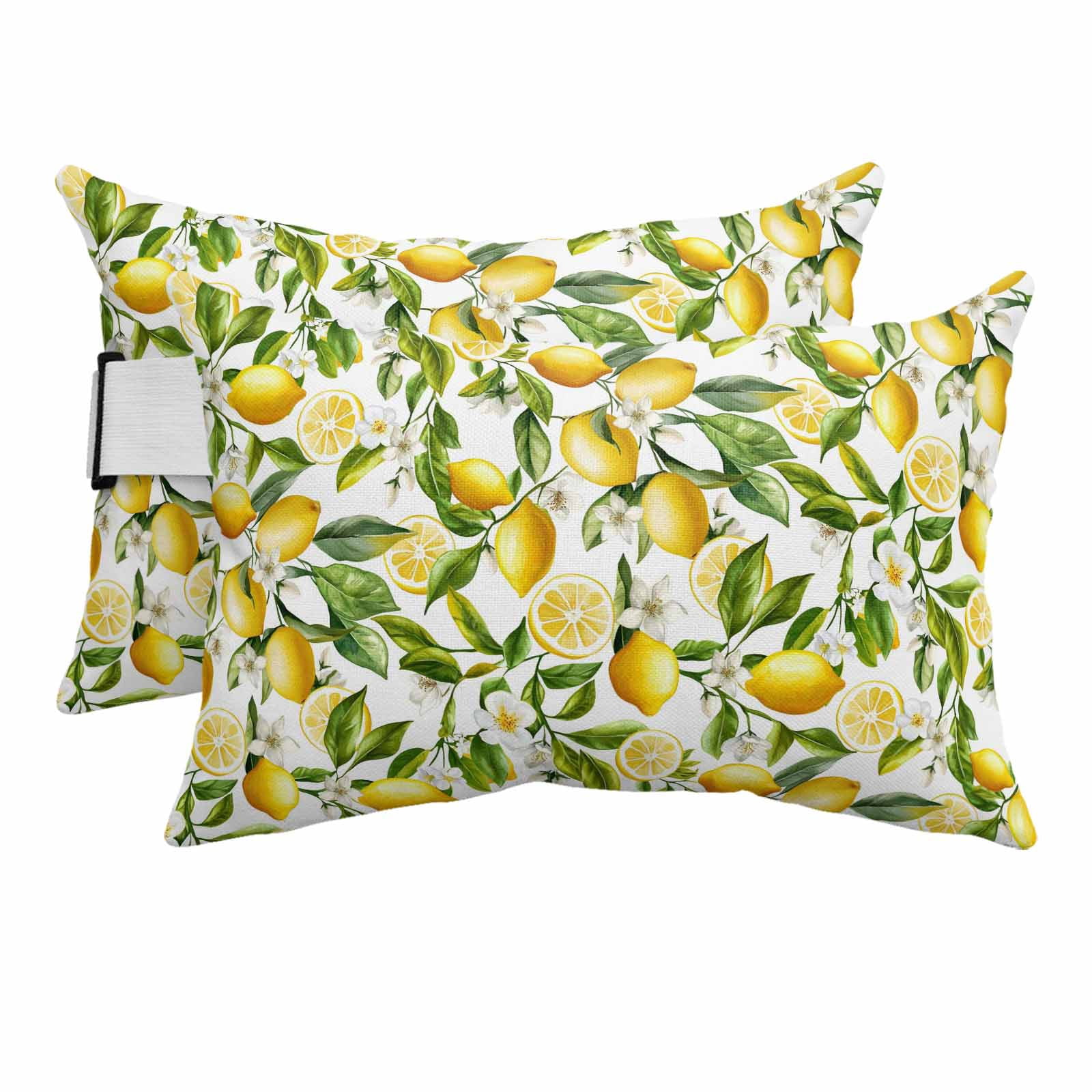 2PCS Outdoor Pillow for Chaise Lounge Chair Summer Lemon Watercolor ...