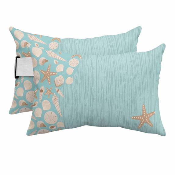 2PCS Outdoor Pillow for Chaise Lounge Chair Summer Starfish Shell ...