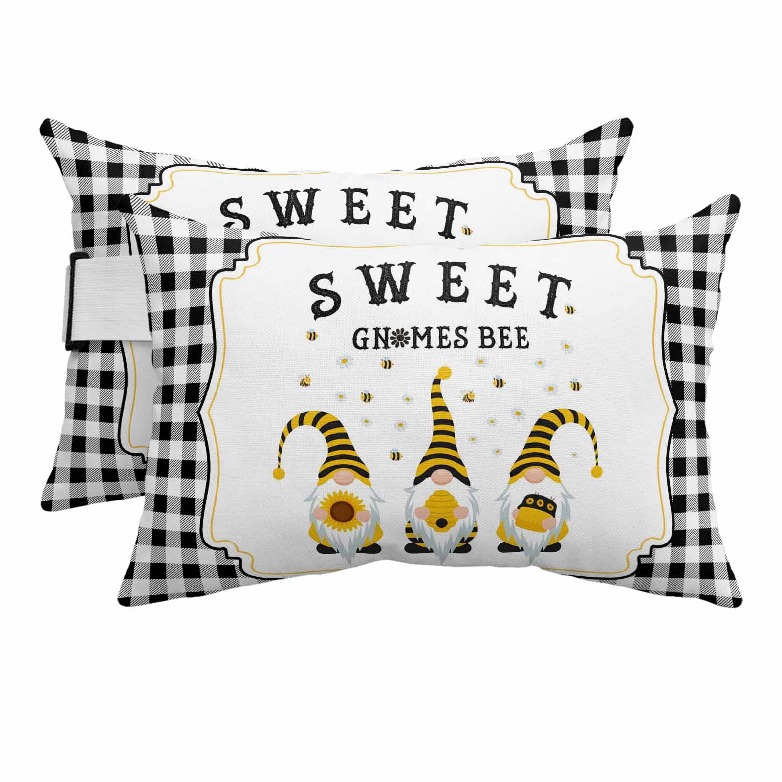2PCS Outdoor Pillow for Chaise Lounge Chair Summer Sweet Honey Bee ...