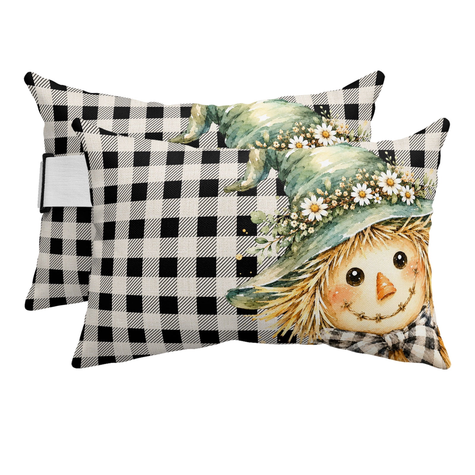 2PCS Outdoor Pillow for Chaise Lounge Chair Thanksgiving Farm Straw Man ...