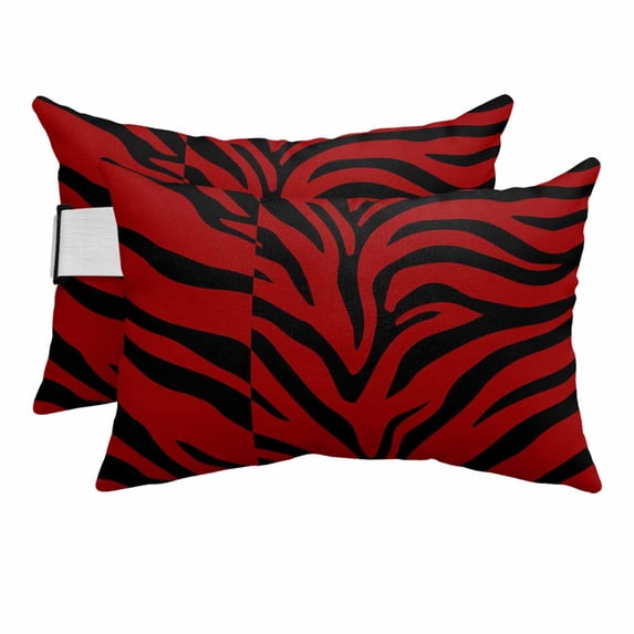 2PCS Outdoor Pillow for Chaise Lounge Chair Tiger Stripe Red Black Line ...