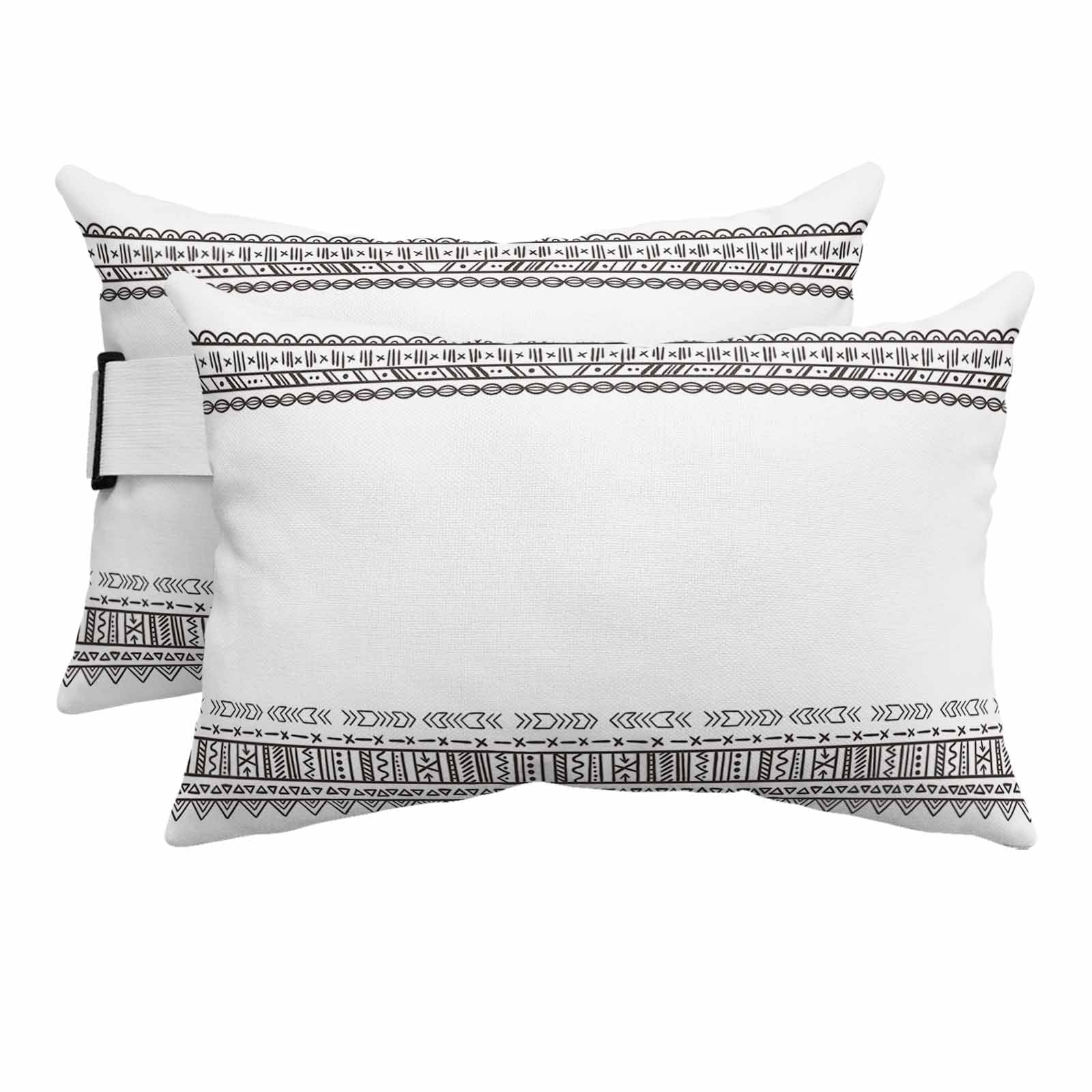 2PCS Outdoor Pillow for Chaise Lounge Chair Tribe Ethnic Classic Black ...