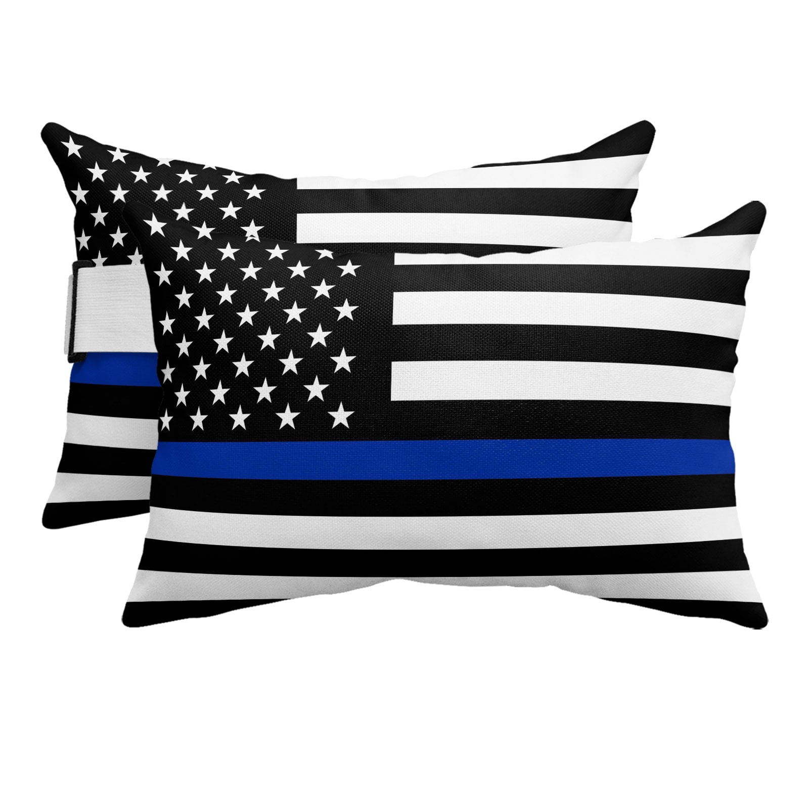 2PCS Outdoor Pillow for Chaise Lounge Chair USA Flag Thin Blue Line ...