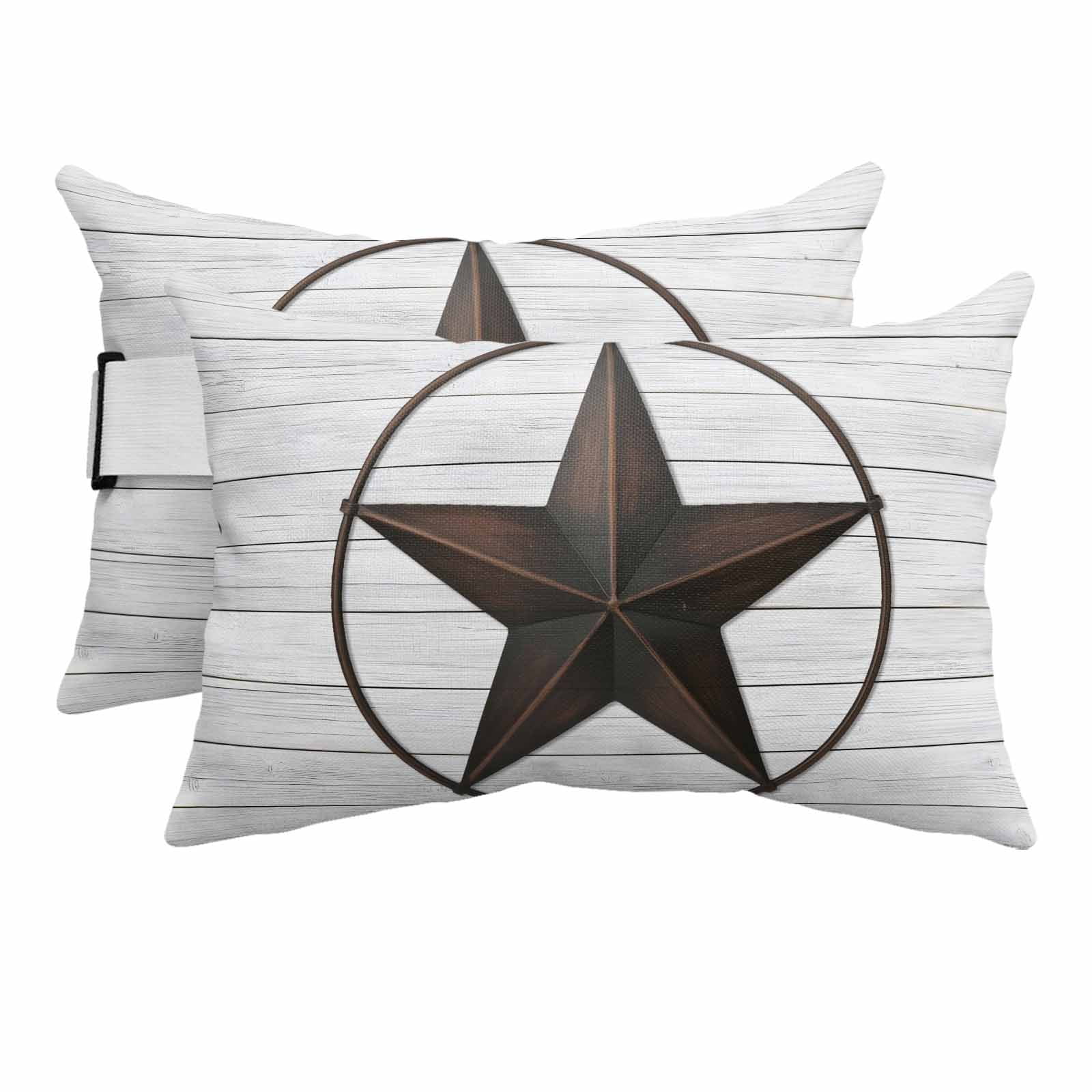 2PCS Outdoor Pillow for Chaise Lounge Chair Vintage Farm Western Star ...