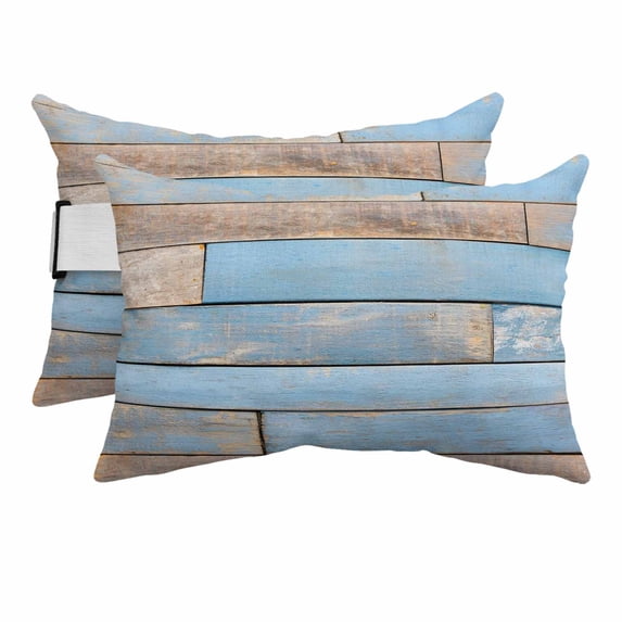 2PCS Outdoor Pillow for Chaise Lounge Chair Vintage Farmhouse Wooden ...