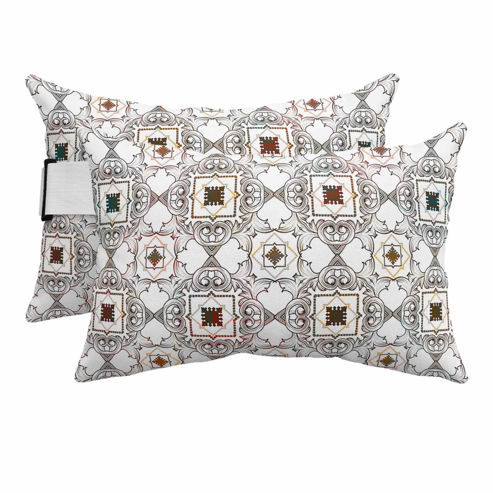 2PCS Outdoor Pillow for Chaise Lounge Chair Vintage Flower Pattern ...