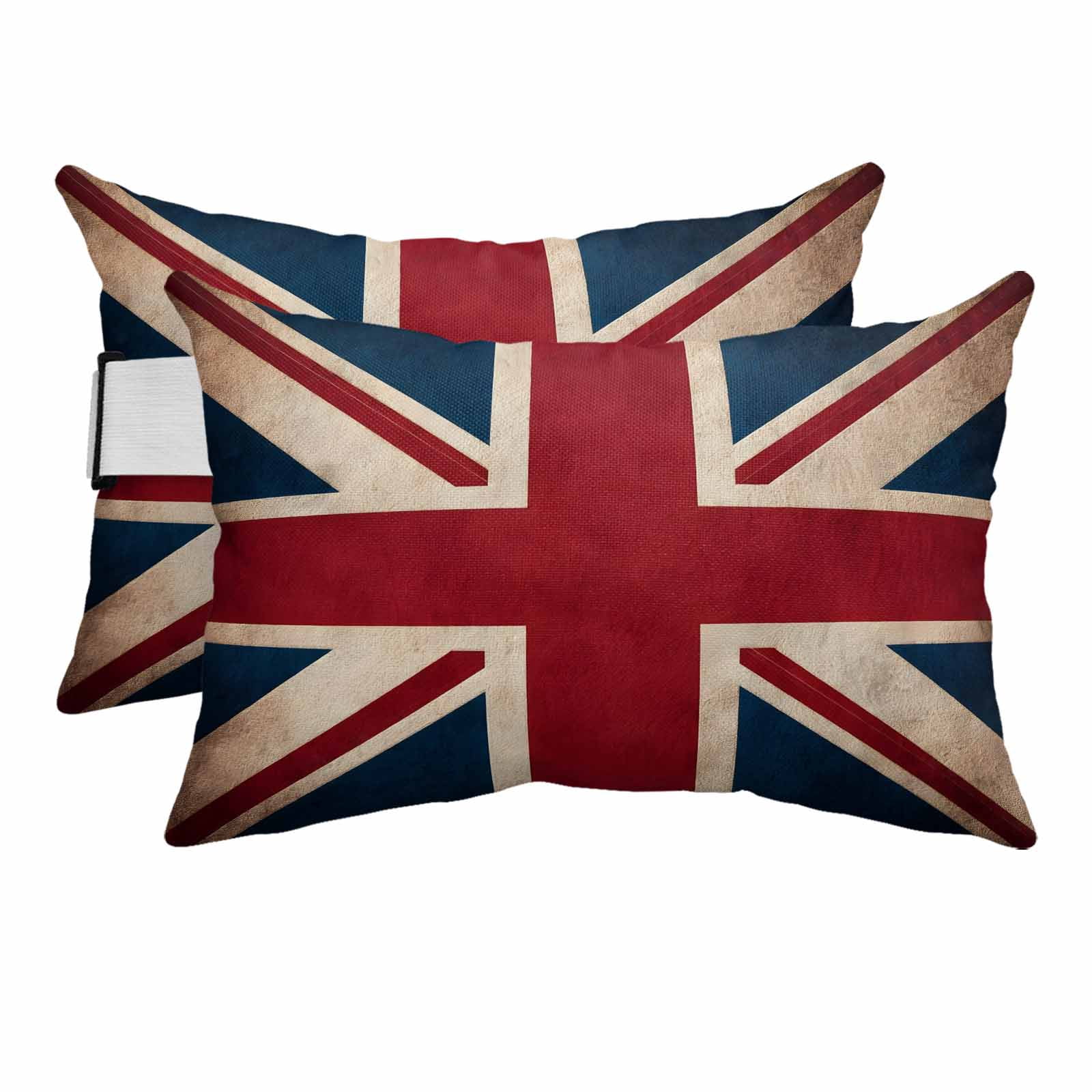 2PCS Outdoor Pillow for Chaise Lounge Chair Vintage Union Jack Flag ...