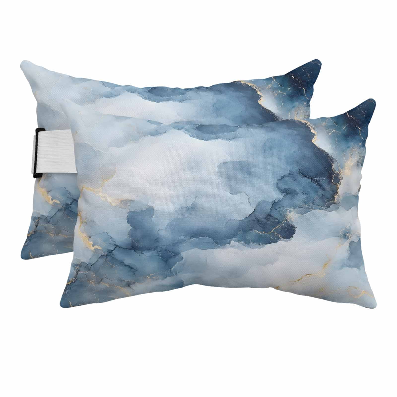 2PCS Outdoor Pillow for Chaise Lounge Chair Water Duck Green Abstract ...