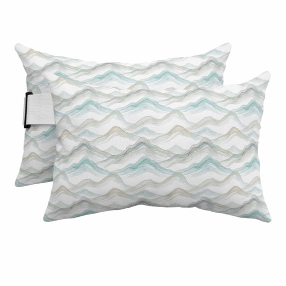 2PCS Outdoor Pillow for Chaise Lounge Chair Water Ripple Teal Gradient ...