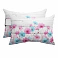2PCS Outdoor Pillow for Chaise Lounge Chair Watercolor Blue Pink ...