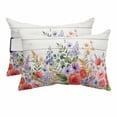 2PCS Outdoor Pillow for Chaise Lounge Chair Watercolor Flowers on Farm ...
