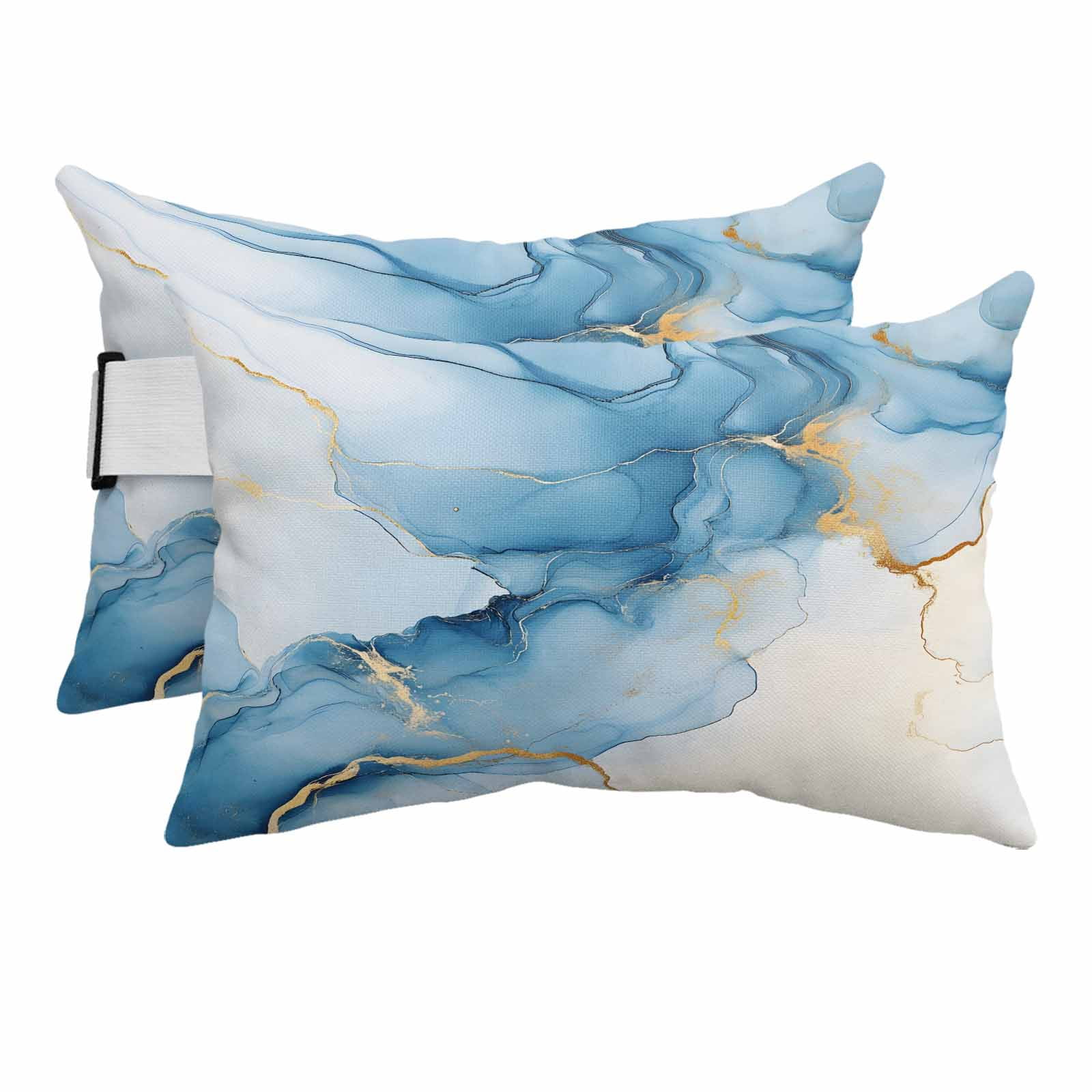 2PCS Outdoor Pillow for Chaise Lounge Chair Watercolor Gradient Navy ...