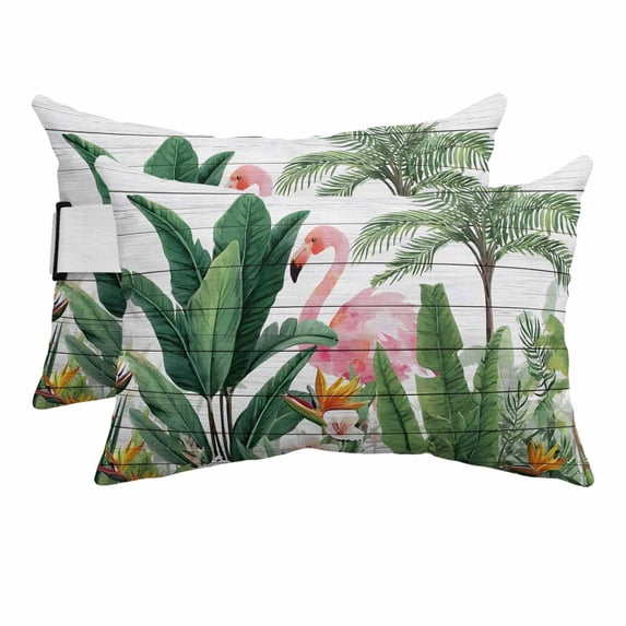 2PCS Outdoor Pillow for Chaise Lounge Chair Watercolor Plant Leaves ...