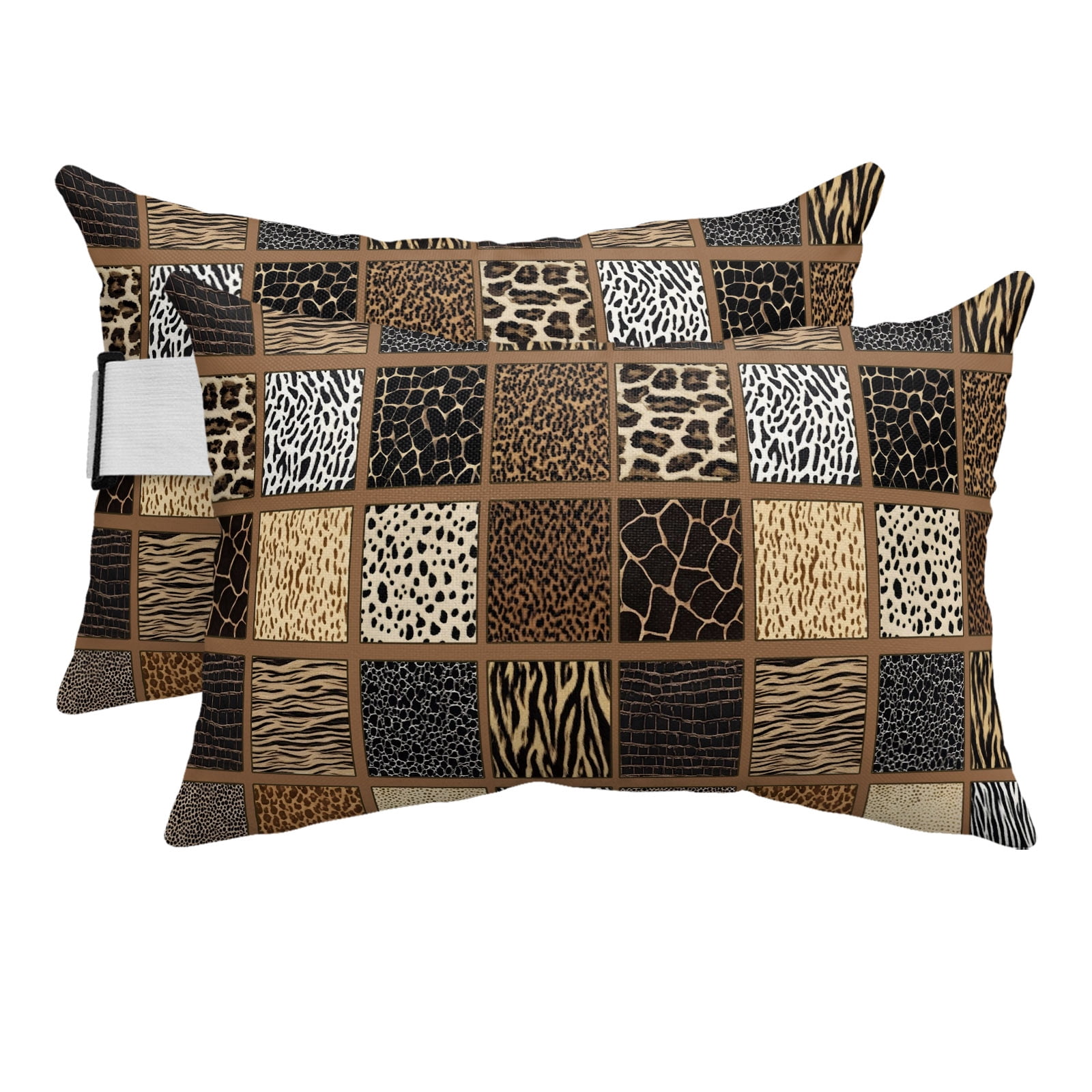 2PCS Outdoor Pillow for Chaise Lounge Chair Wild Tiger Leopard Cow ...
