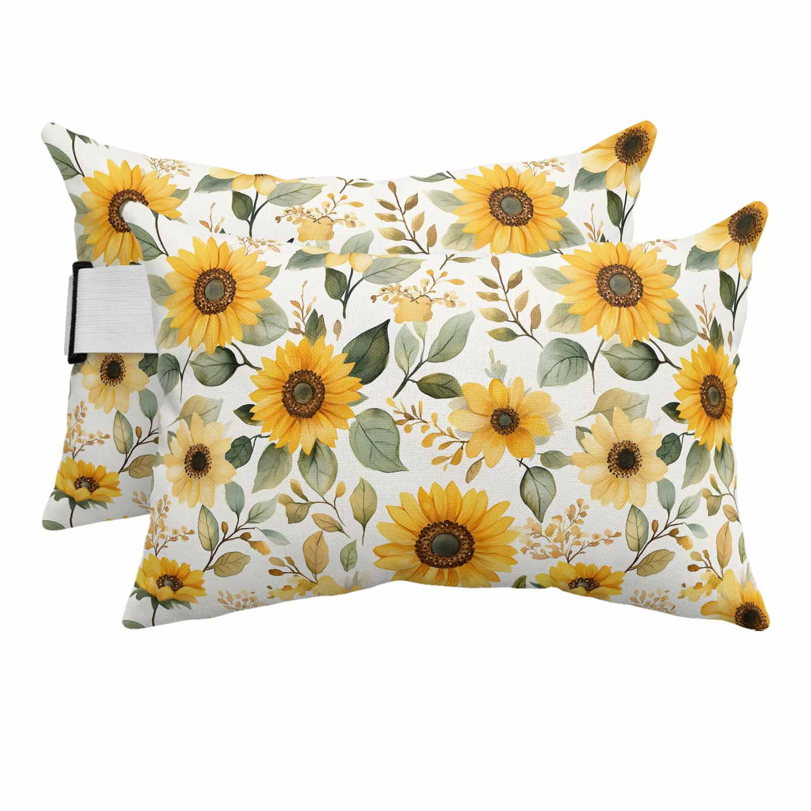 2PCS Outdoor Pillow for Chaise Lounge Chair Yellow Sunflower Spring ...