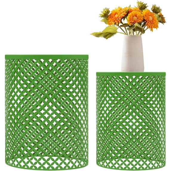 2PCS Outdoor Side Table, Metal Frame Accent Table, Modern Coffee End ...