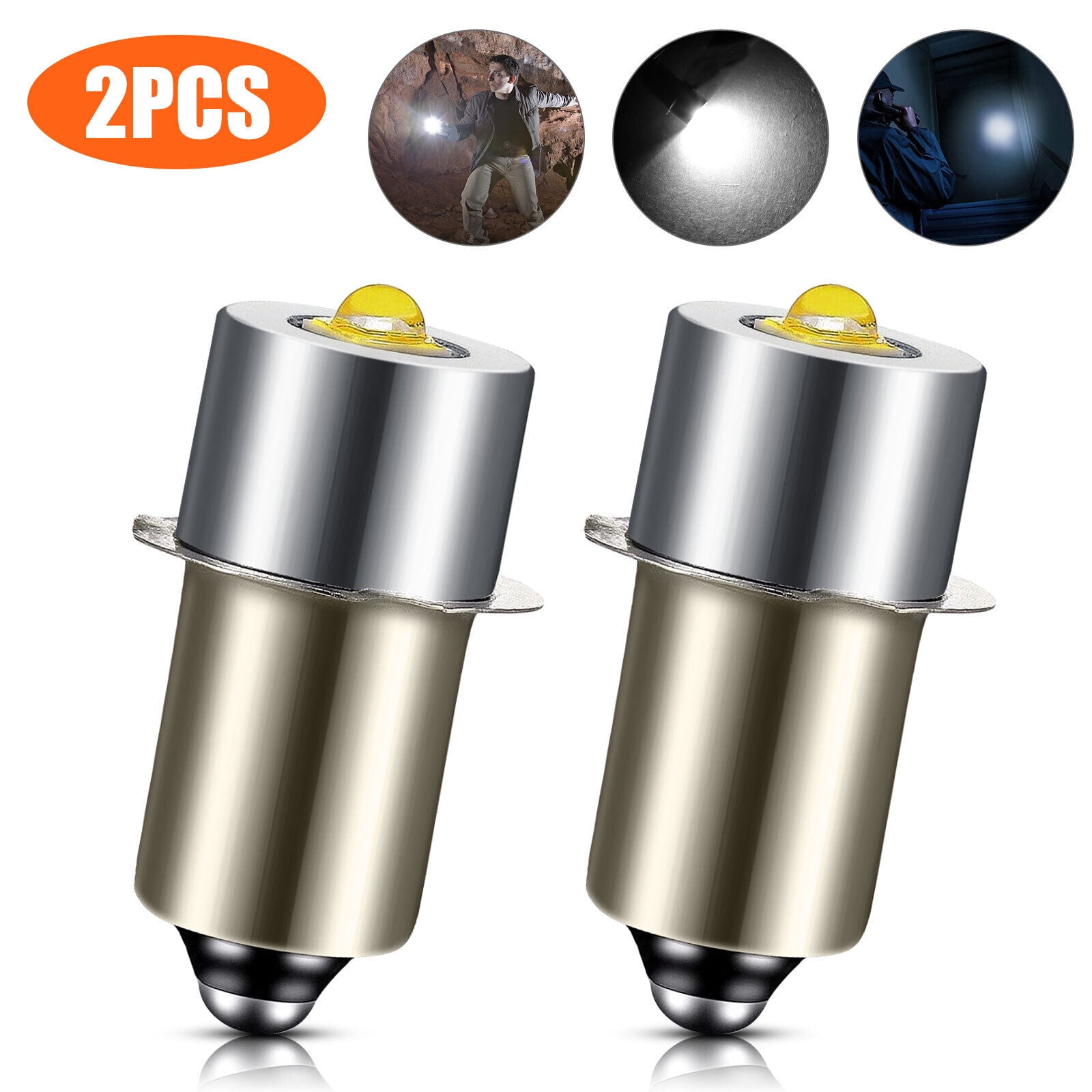 Maglite 2PCS P13.5S LED Upgrade Bulbs, DC6V-24V, White, 3W, 6500K, High Power - Walmart.com
