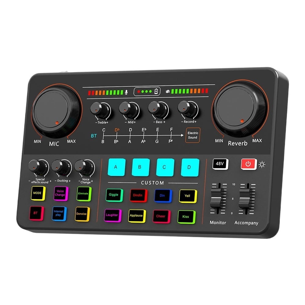 2PCS P300 Live Sound Card Voice Changer Audio Mixer dj Mixer Game Voice ...