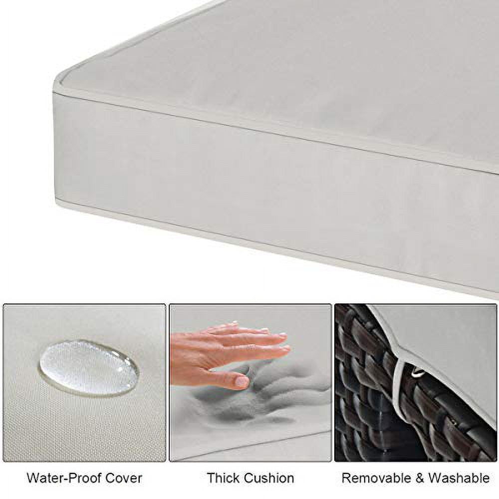 2PCS Patio Outdoor Ottomans, Rattan Wicker Ottoman Seat w/Removable ...