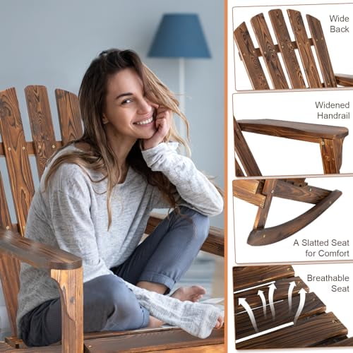 2PCS Patio Rocking Chair - Adirondack Rocker Chair Set of 2, Outdoor ...