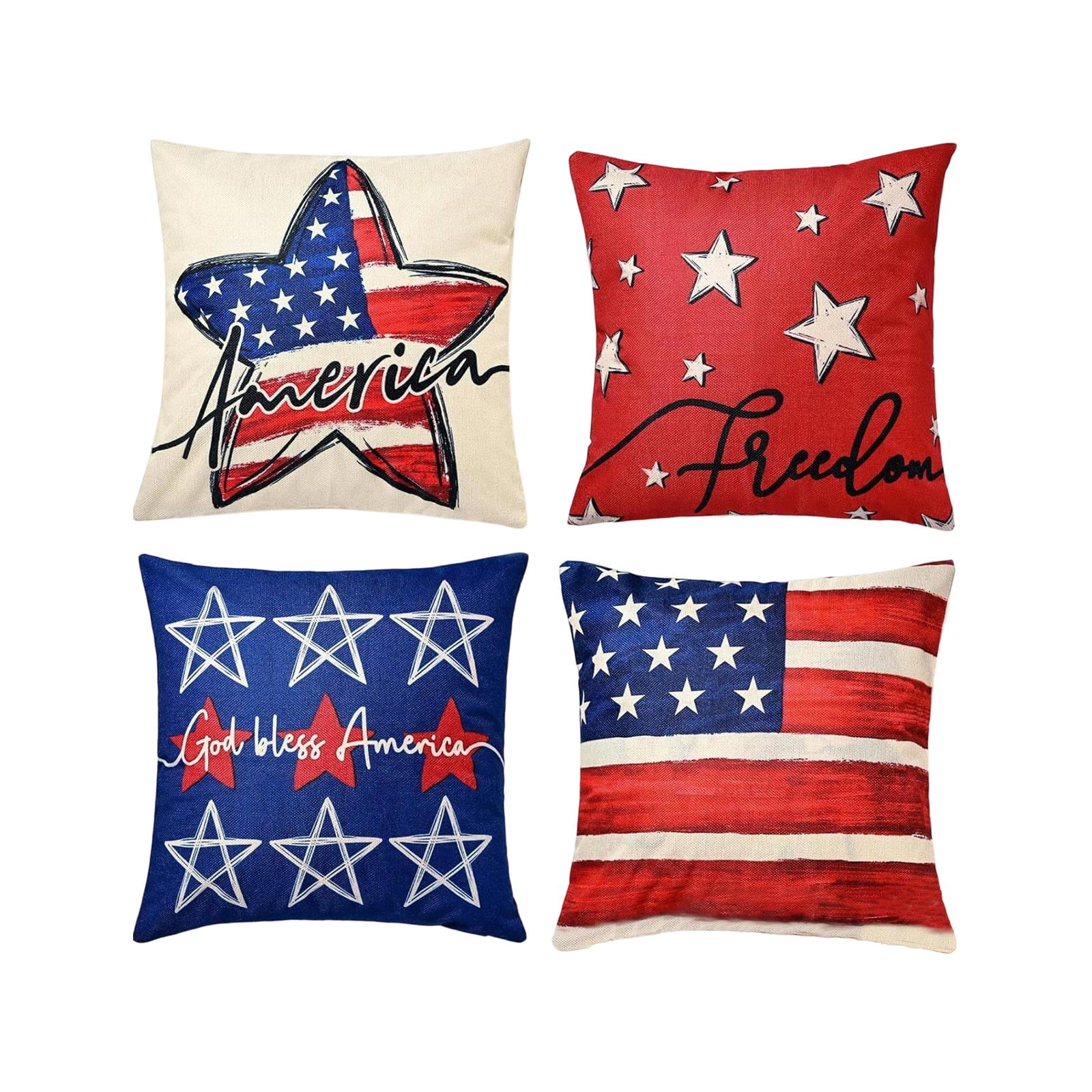 2PCS Patriotic Pillow Covers 18x18 Inch - Independence Day 205th Flag ...