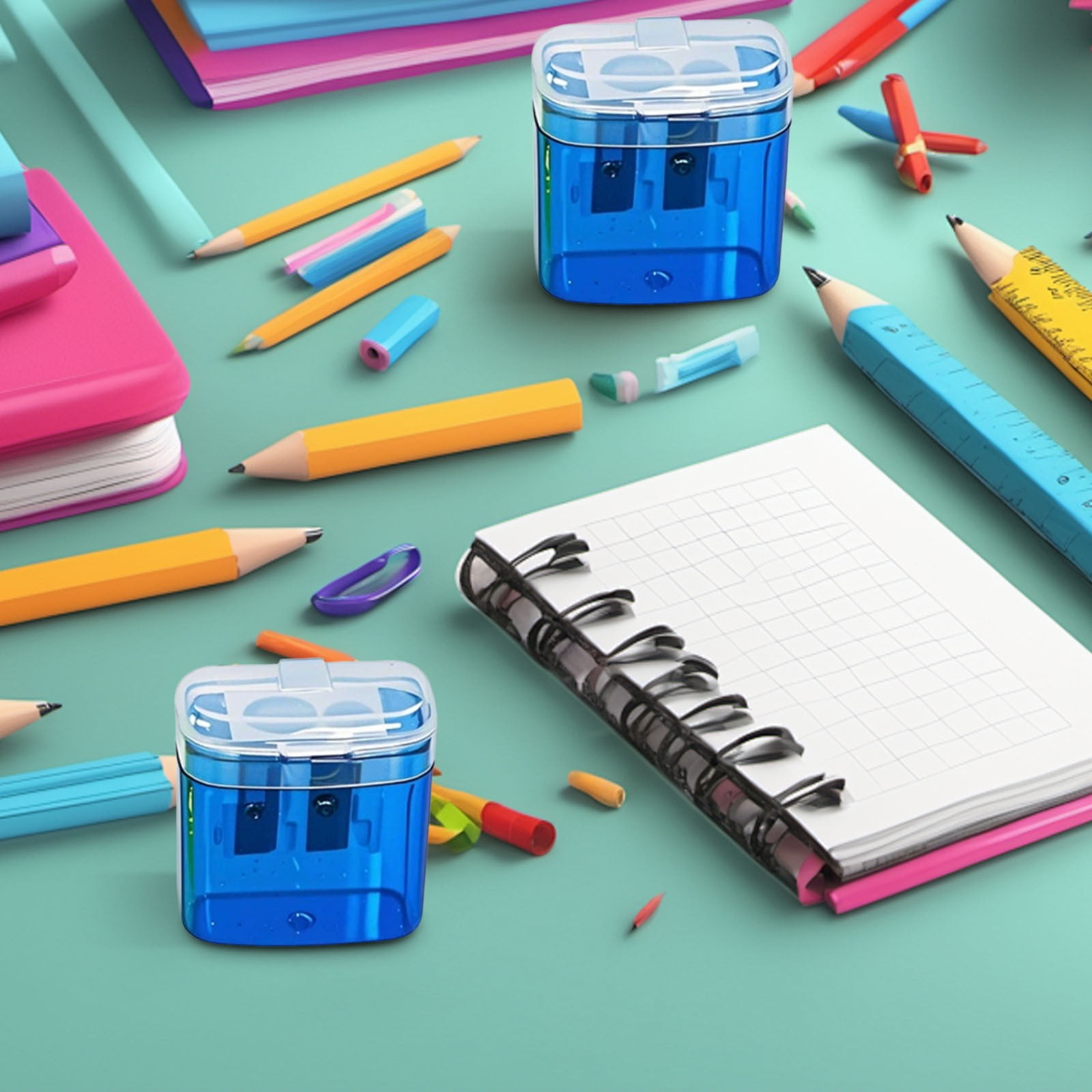 2PCS Pencil Sharpener Dual Hole Manual , Jumbo Crayon Sharpener with ...