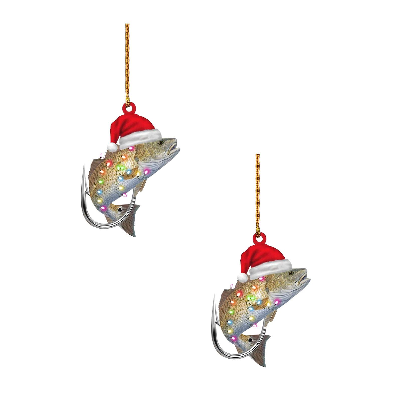 2PCS Personalized Green Bass Fish Largemouth Flat 2D Christmas ...