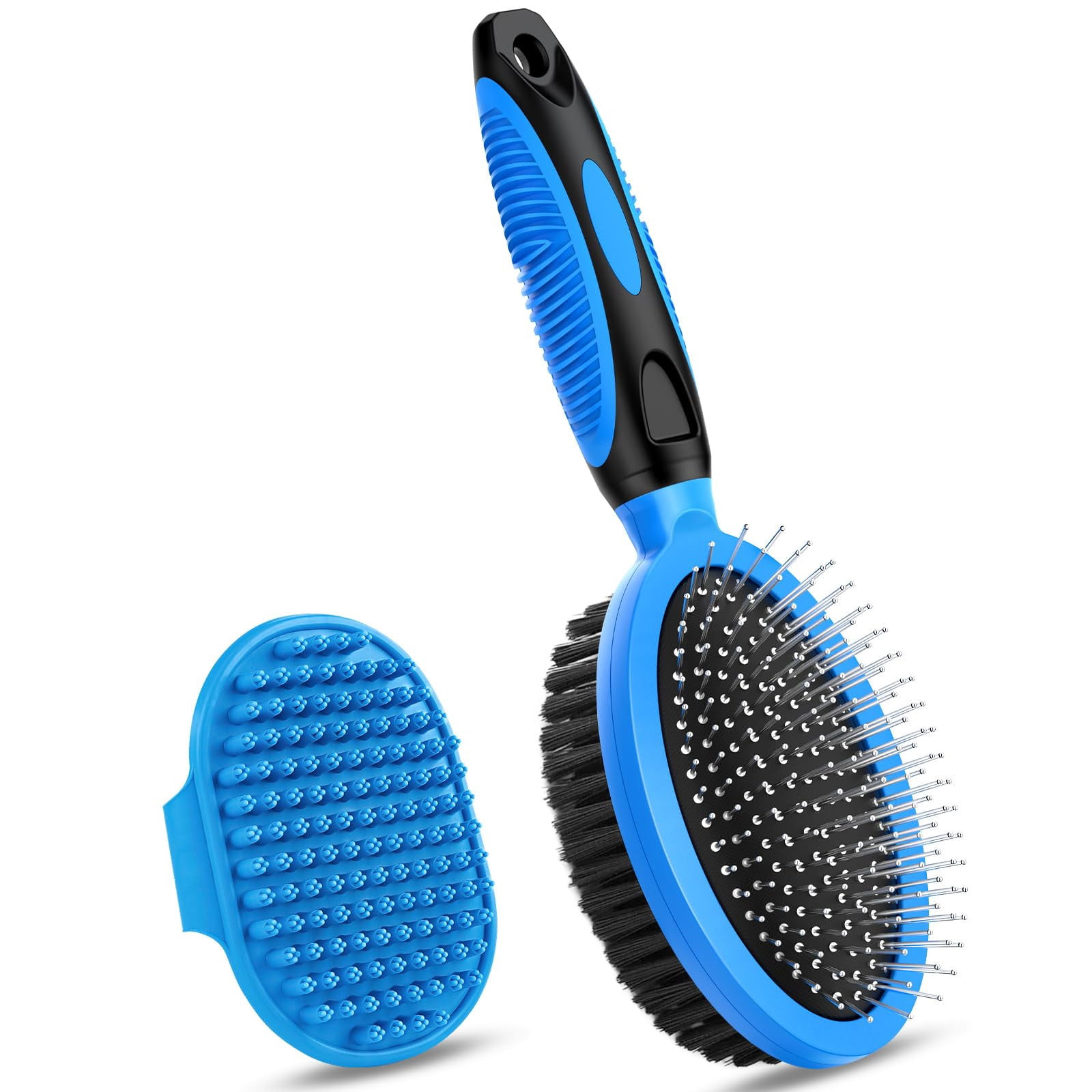 2PCS Pet Grooming Tools - Double-Sided Brush for Shedding and Bathing ...
