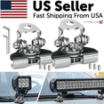 2PCS Pillar Hood Led Work Light Bar Mount Bracket Clamp Holder Offroad ...