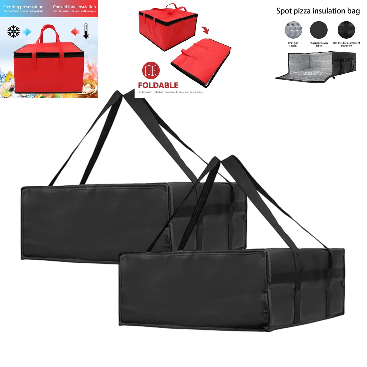 2PCS Pizza Bags for Delivery, Insulated Pizza Delivery Bag for Door ...