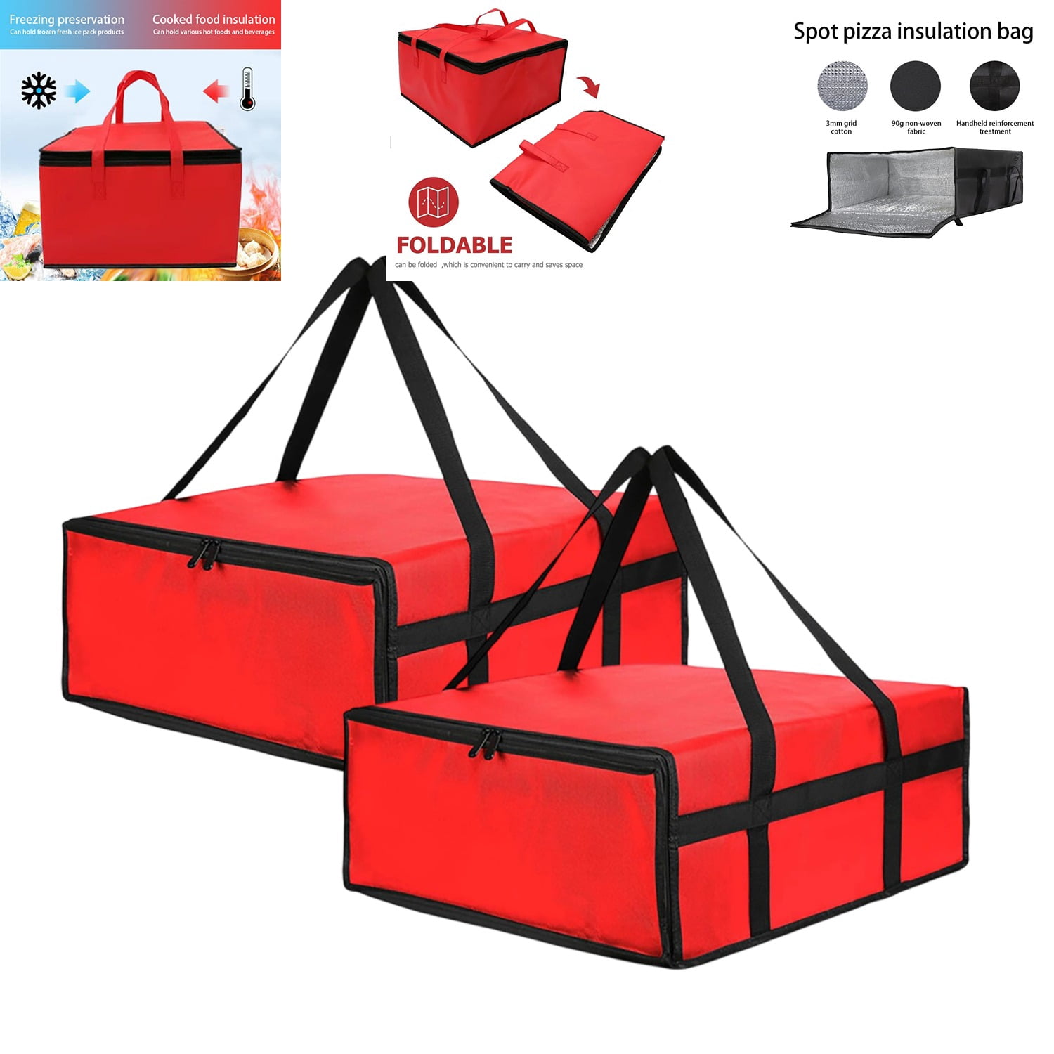 2PCS Pizza Bags for Delivery, Insulated Pizza Delivery Bag for Door ...