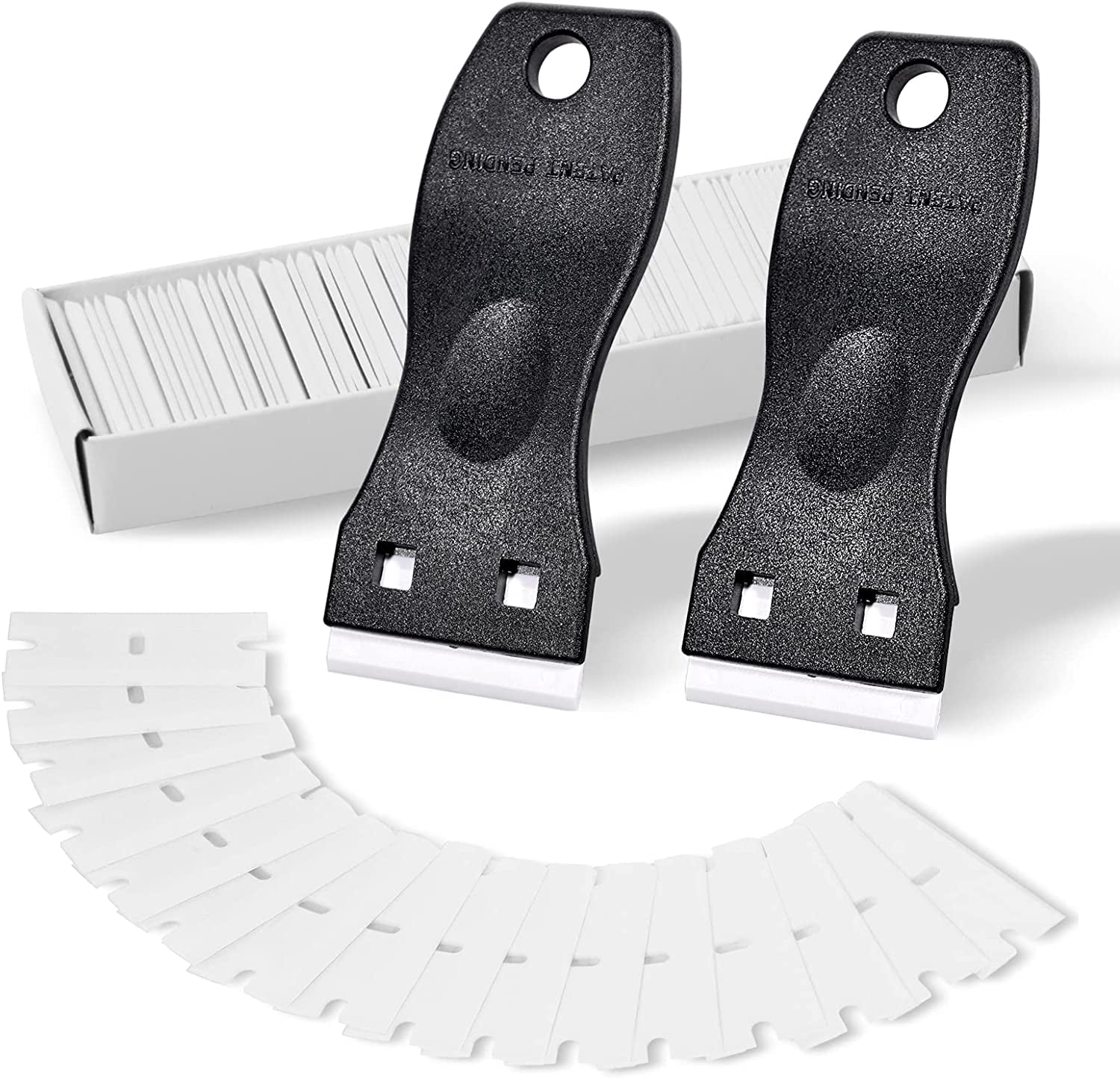 2PCS Plastic Razor Blade Scraper Tool and 100PCS Plastic Blades for ...