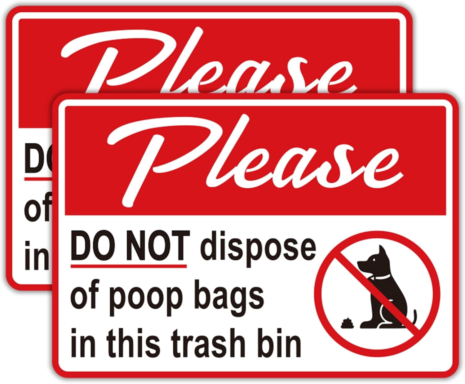 2PCS Please Do Not Dispose Poop Bags in This Trash Bin Stickers, Self ...
