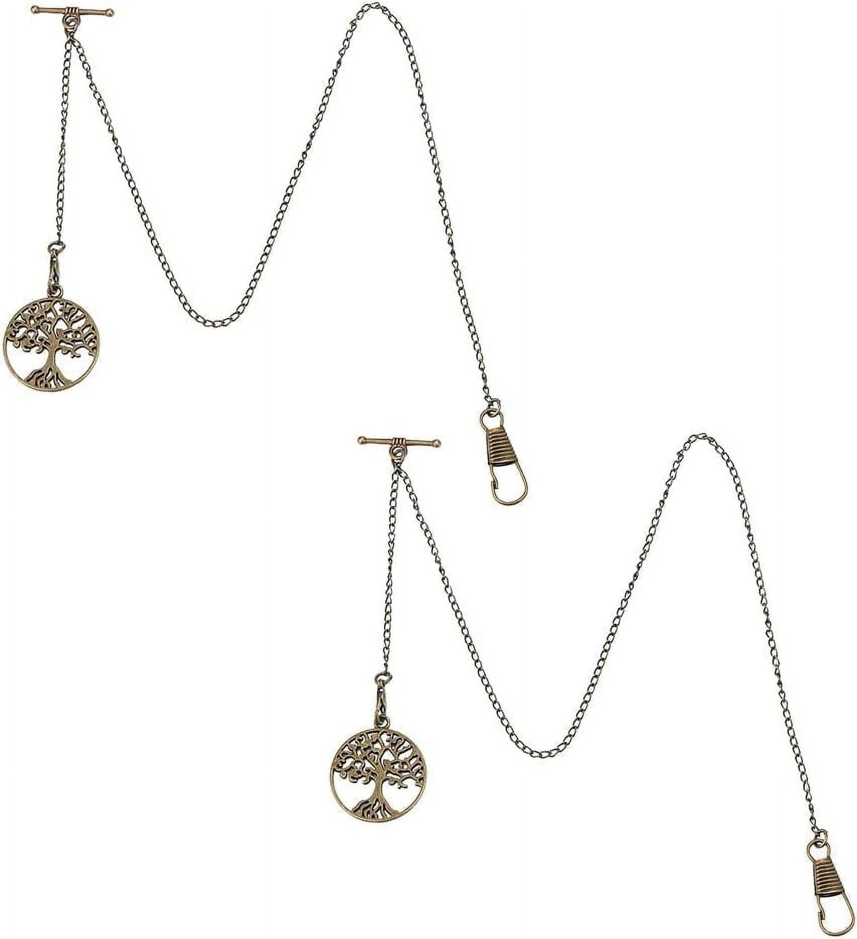 2PCS Pocket Watch Chain T-bar Chain with Tree of Life Pendant Alloy ...