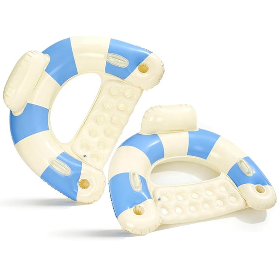 2PCS Pool Swim Ring Inflatable Pool Floats Water Fun Large Adult ...