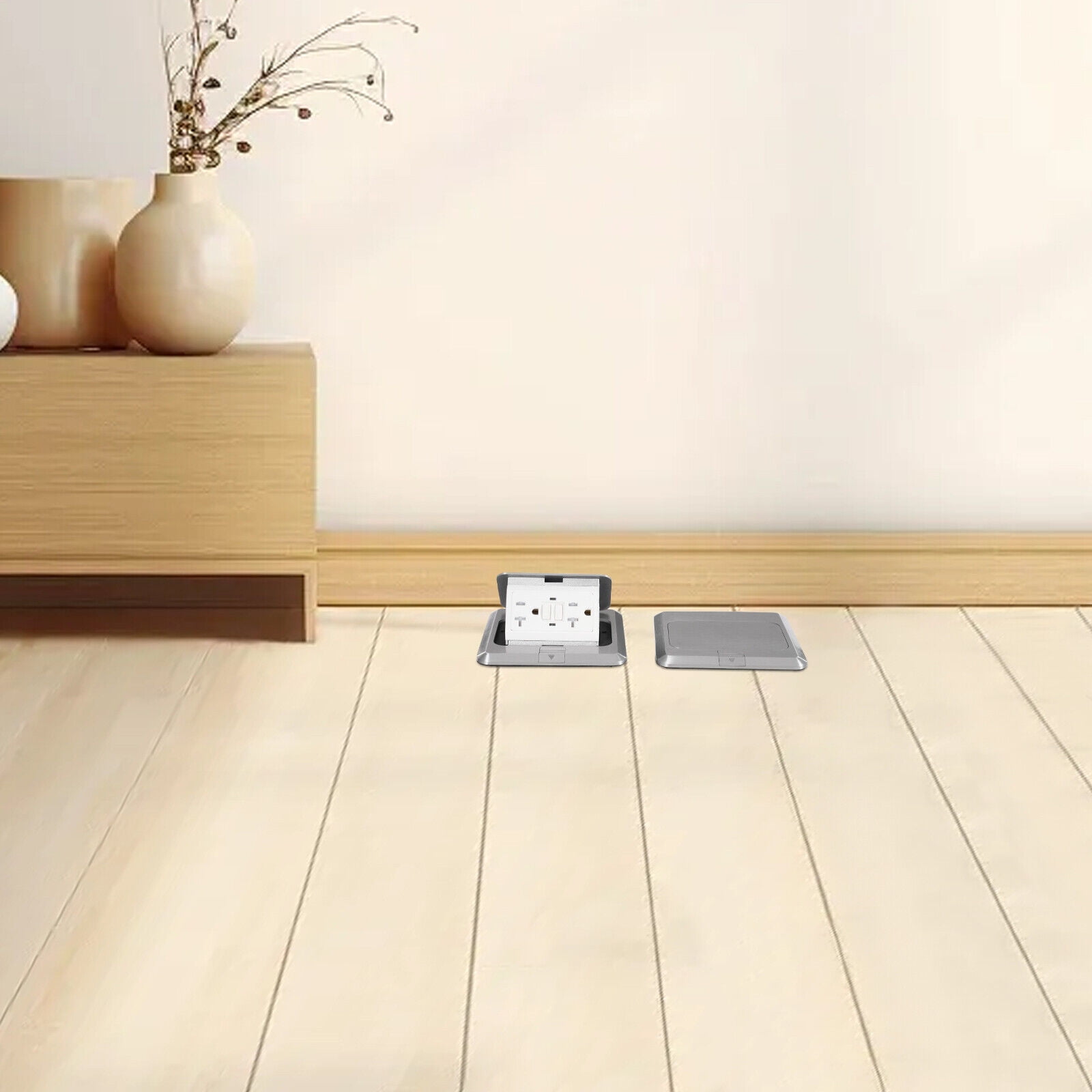 2PCS Pop up Floor Outlet Sockets Square Hidden Sockets Silver Floor ...