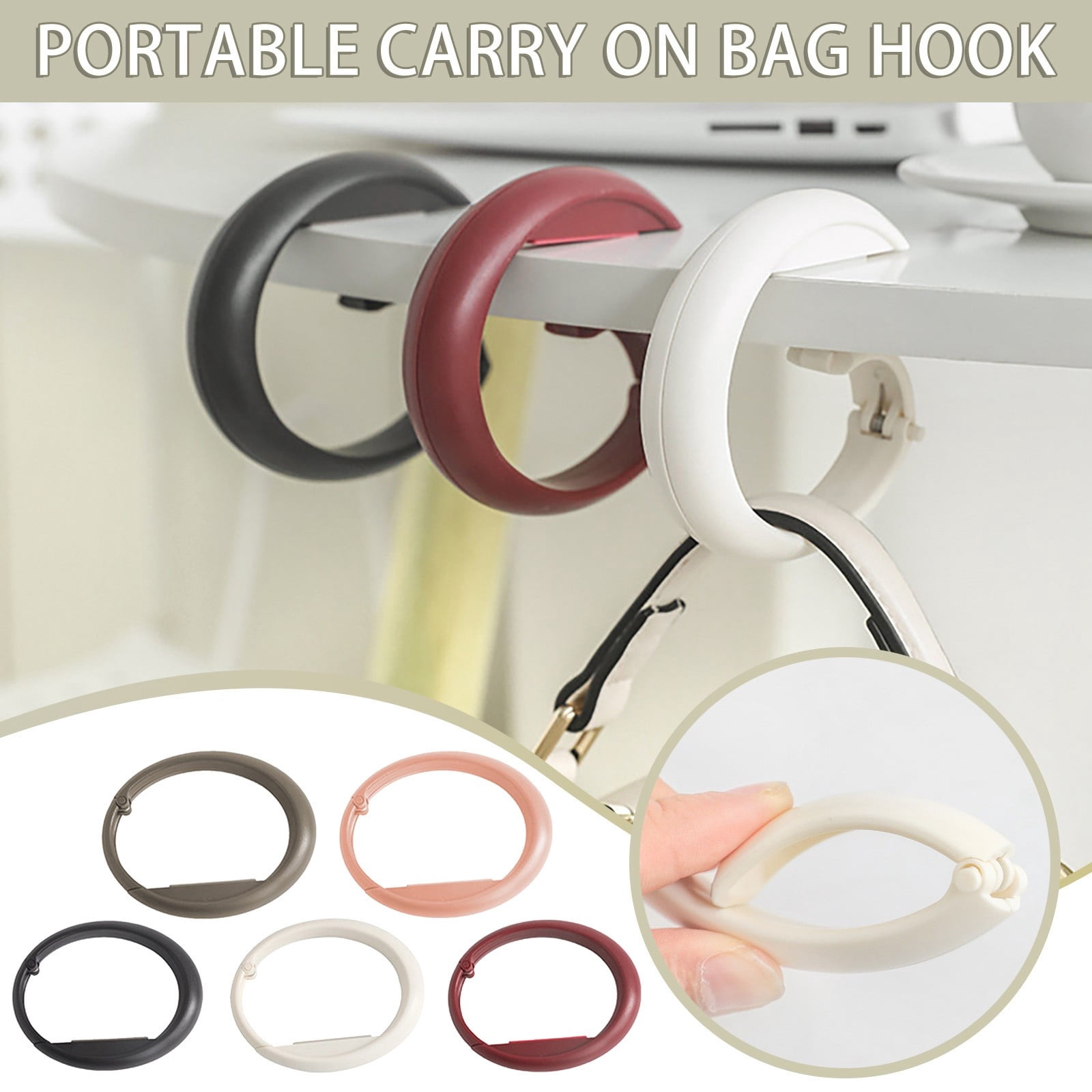 2PCS Portable Bag Hook, Foldable Table Hook Plastic Desk Side Hook ...