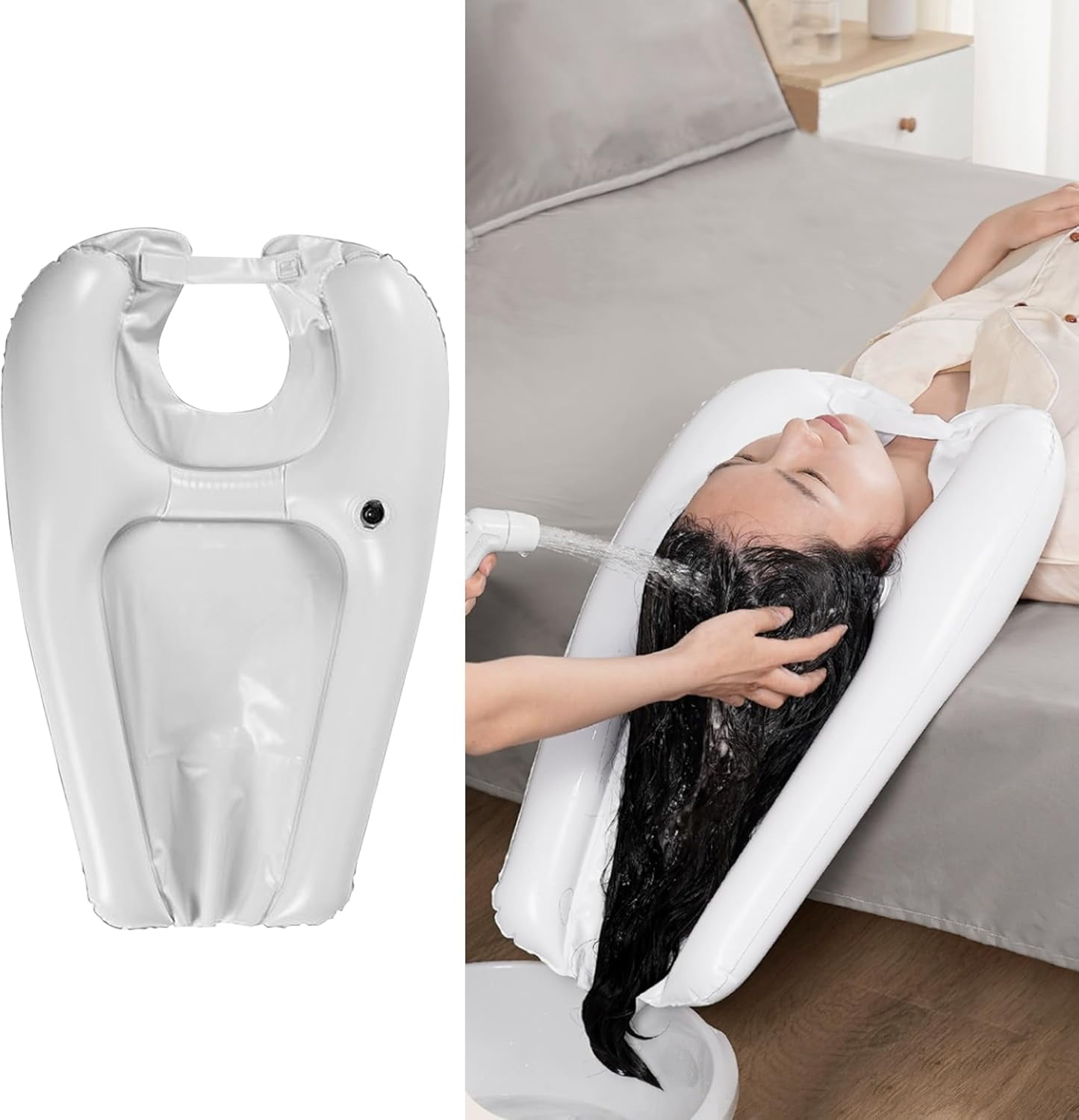 2PCS Portable Shampoo Bowl for Home, Inflatable Hair Washing Basin,Hair ...