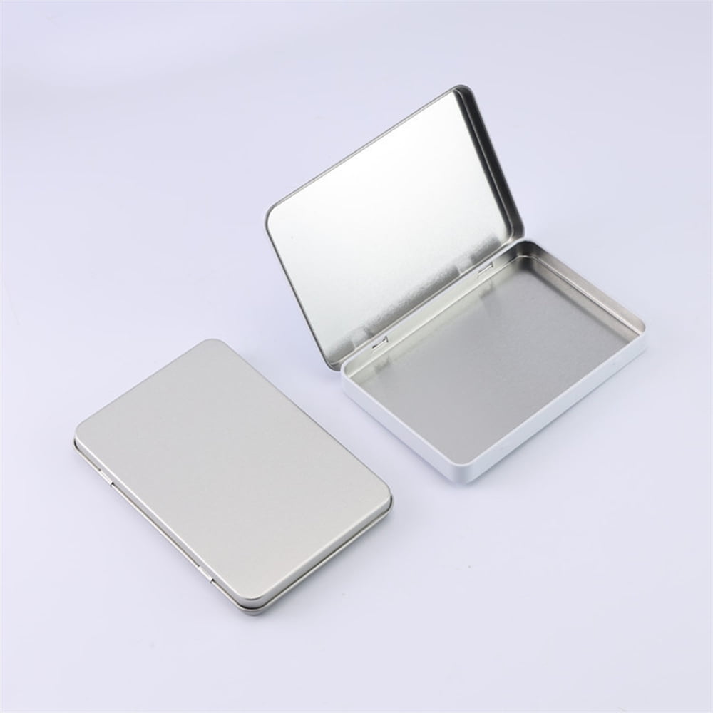 2PCS Portable Small Storage Container Tin Box,Thin Empty Tin Box,Metal ...