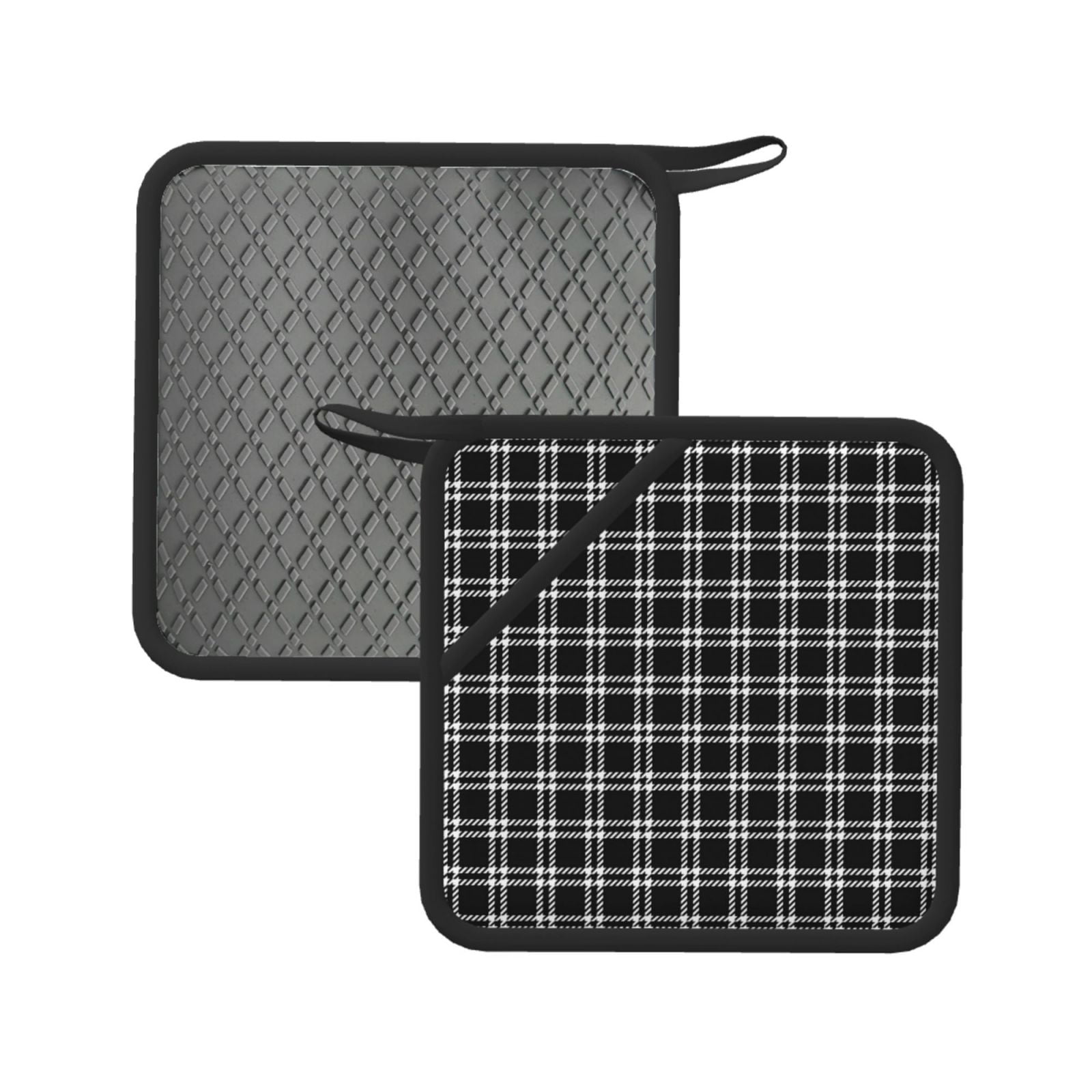 2PCS Pot Holders for Kitchen - Black white Checkered Plaid Heat ...