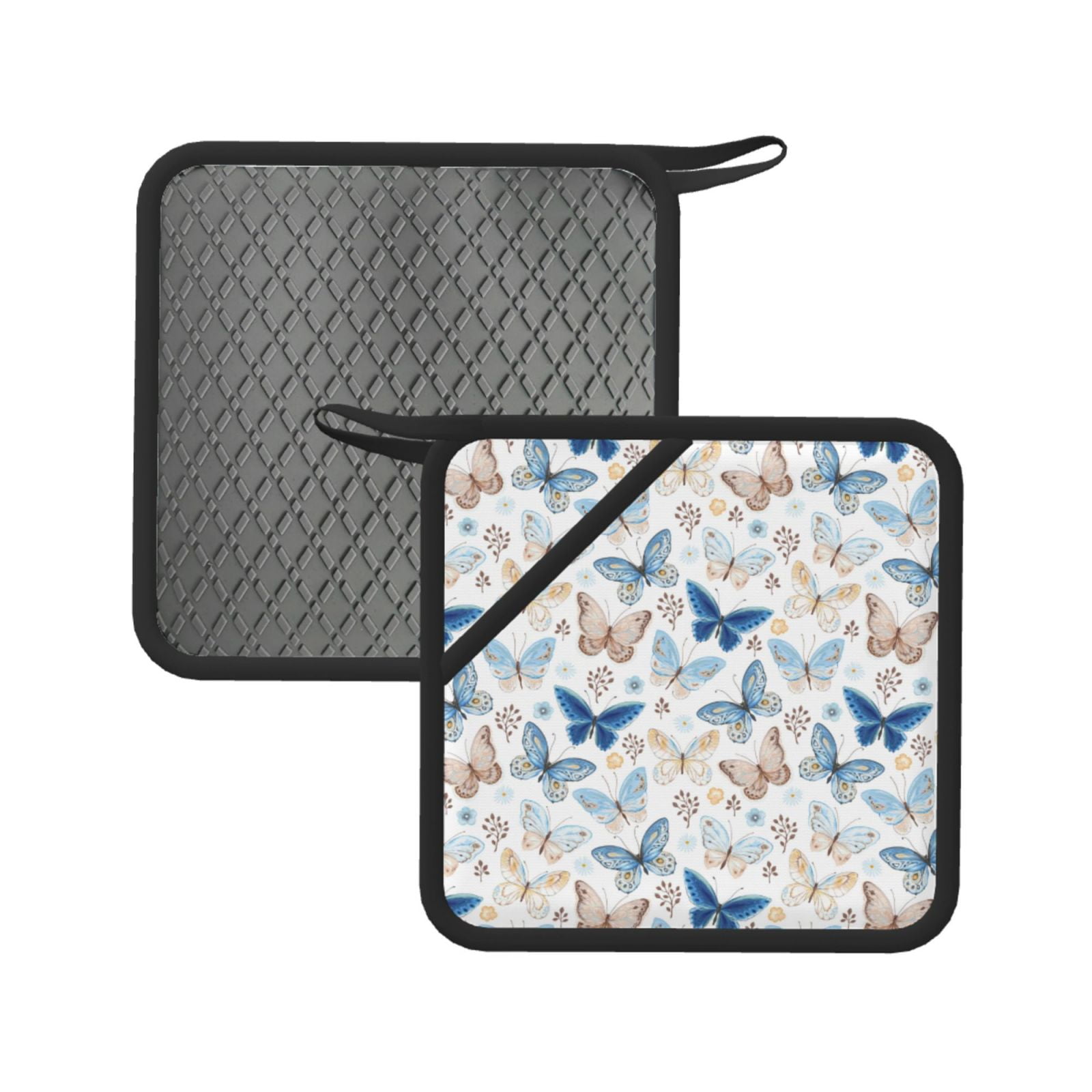 2PCS Pot Holders for Kitchen - Butterfly print Heat Resistant Non Slip ...