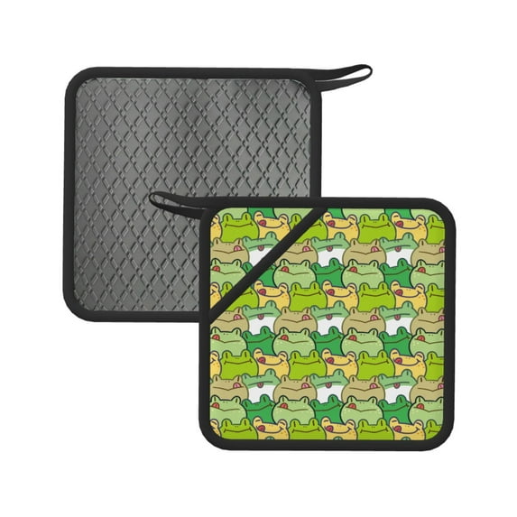 2PCS Pot Holders for Kitchen - Cartoon Frog Heat Resistant Silicone Pot ...