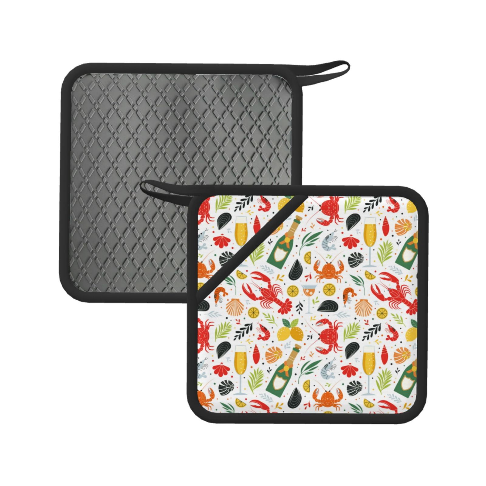 2PCS Pot Holders for Kitchen - Crabs Shrimps Heat Resistant Silicone ...