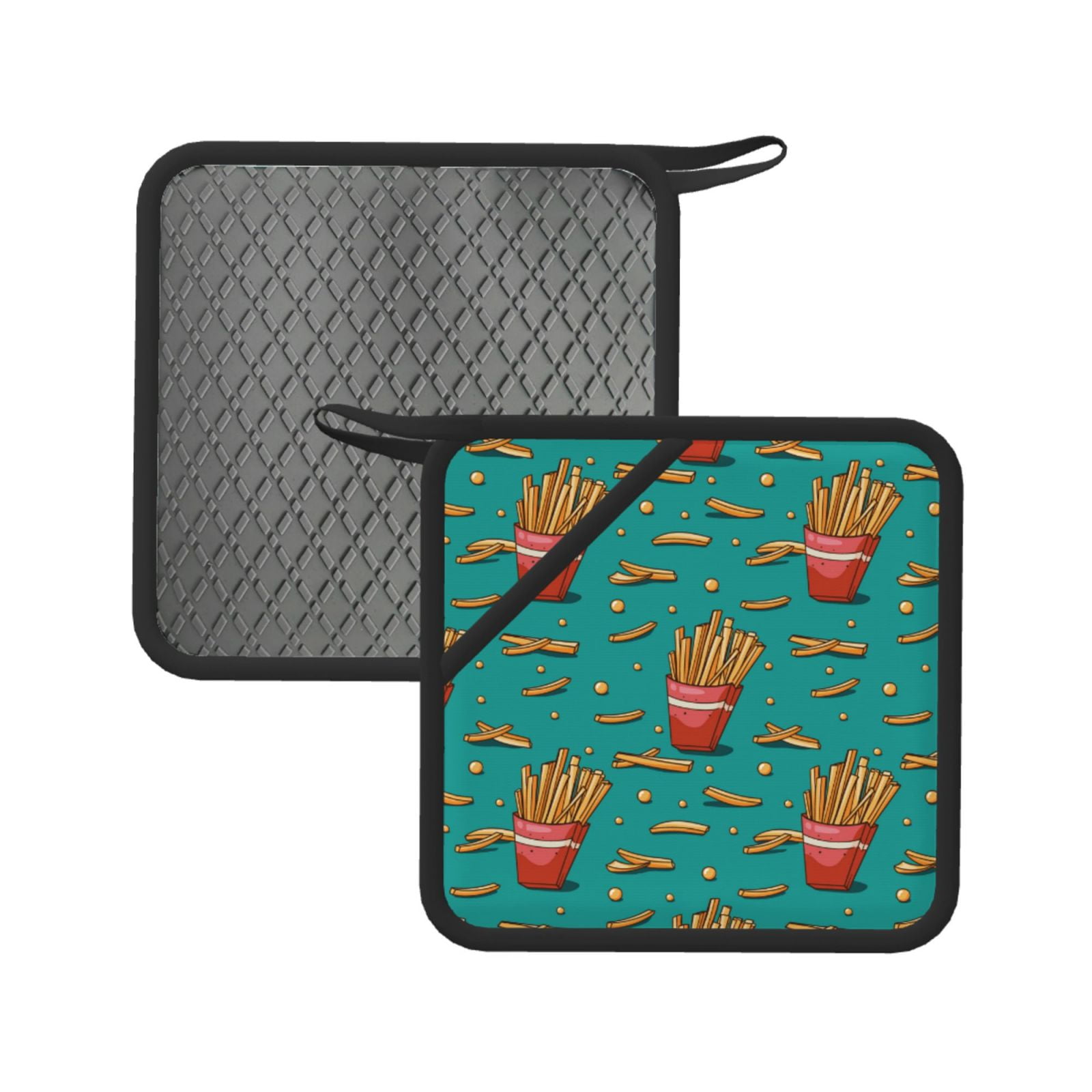 2PCS Pot Holders for Kitchen - Cute Fries Heat Resistant Non Slip ...